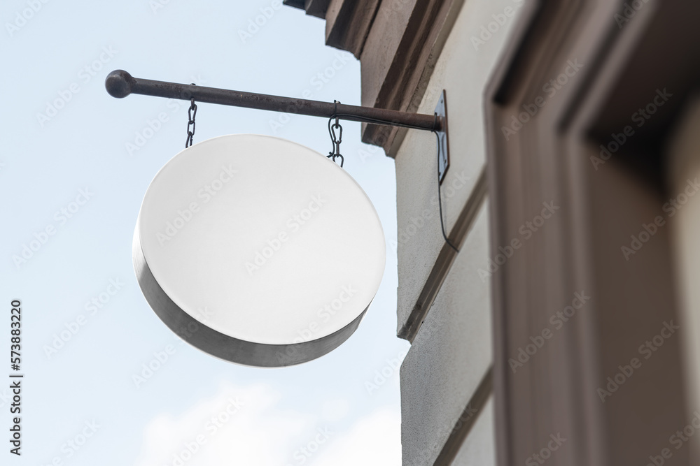 Blank circle shape billboard sign mockup in the urban environment ...