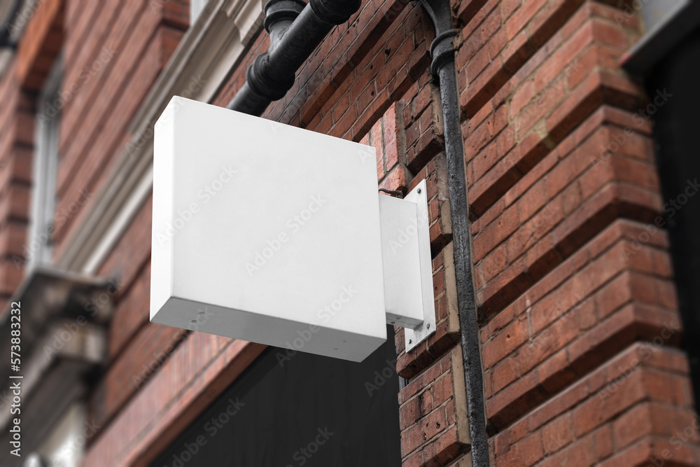 Blank square sign mockup in the urban environment, empty space to ...