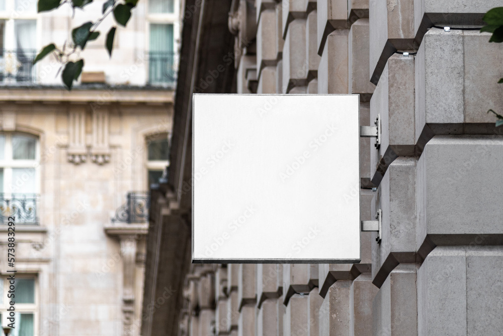 Blank square sign mockup in the urban environment, empty space to ...