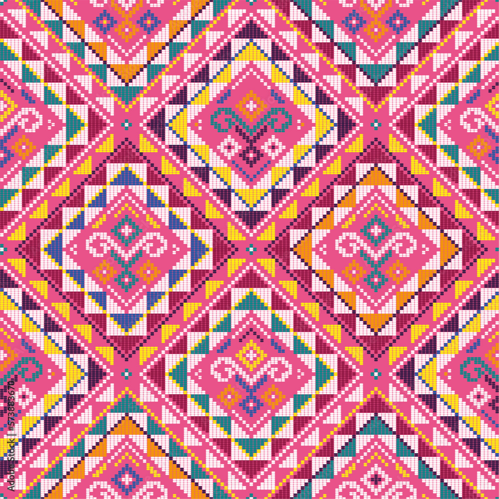 Filipino folk art Yakan waving cloth inspired vector seamless pattern ...