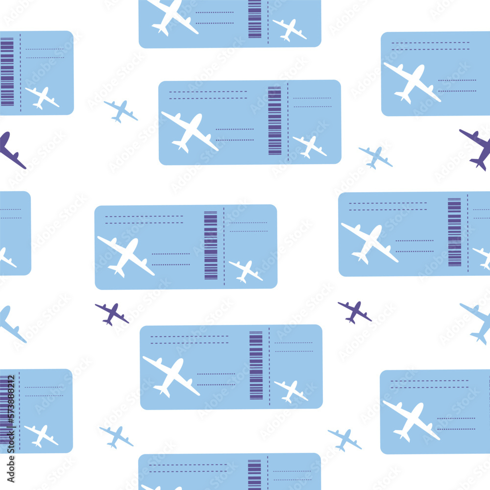 Seamless pattern of plane tickets. Boarding pass for the plane ...