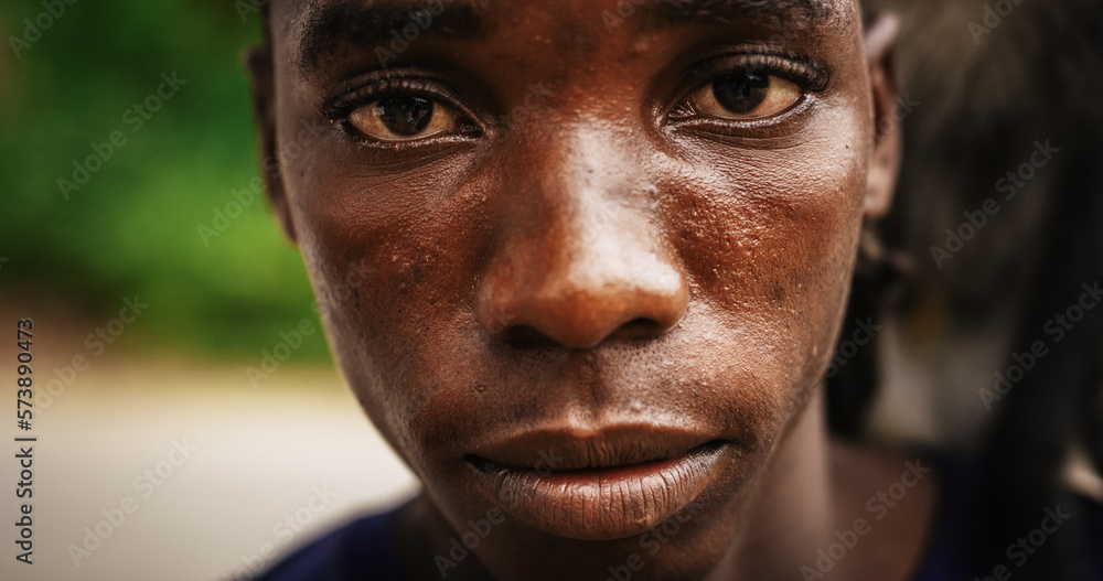 Super Close Up Portrait of an Authentic African Man Looking at the ...