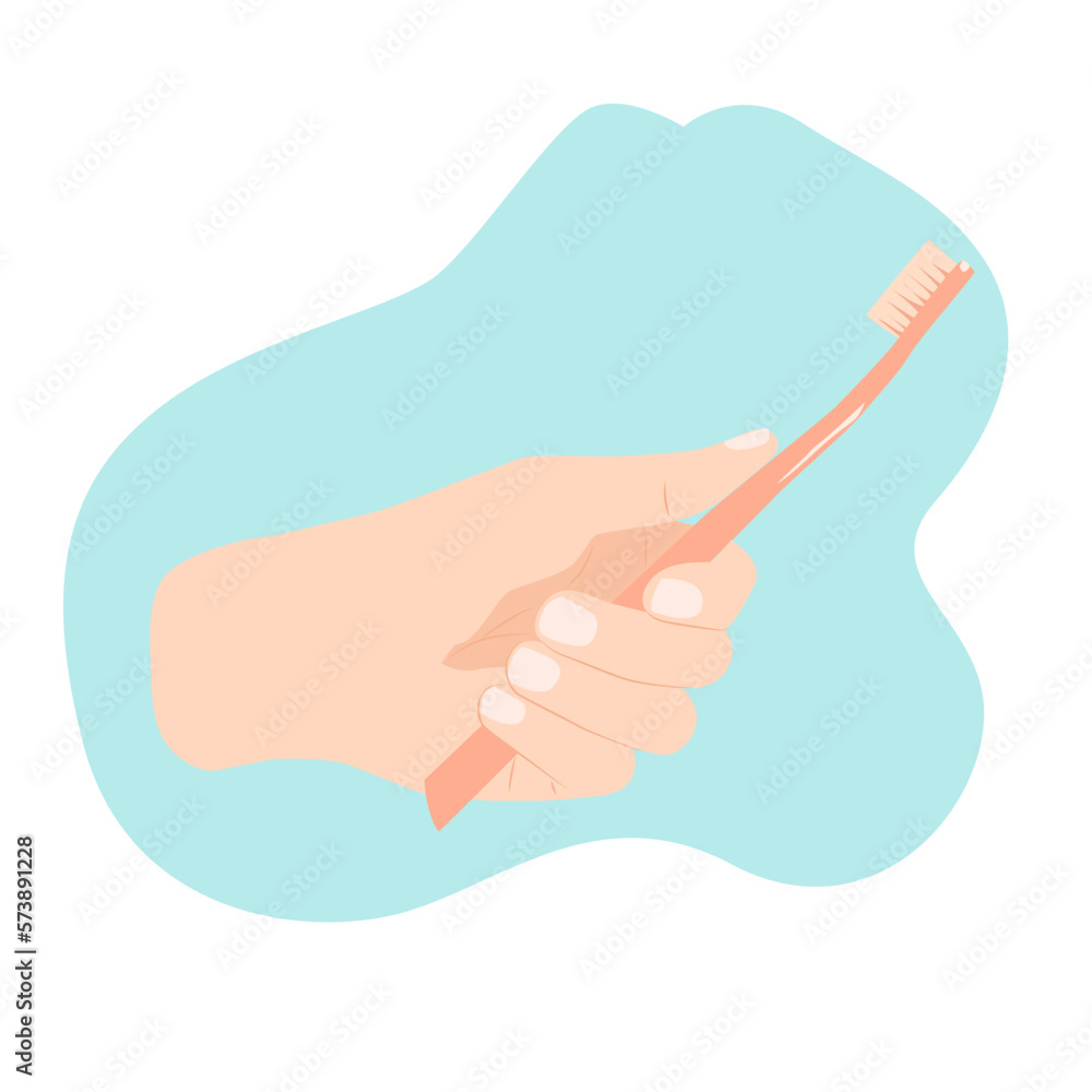 A hand holding a toothbrush. Dental hygiene, whitening and treatment ...