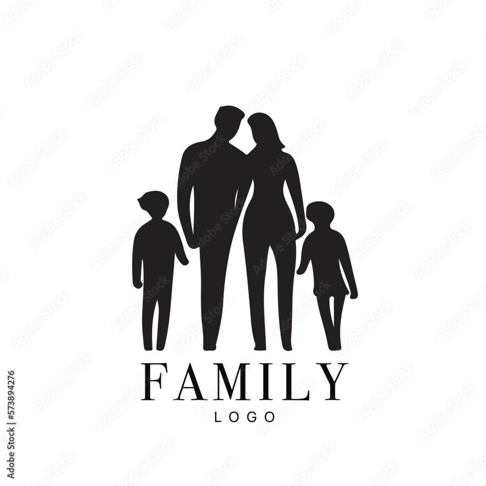 Family Flat Icon Black and White Vector Graphic. Good for logo design ...