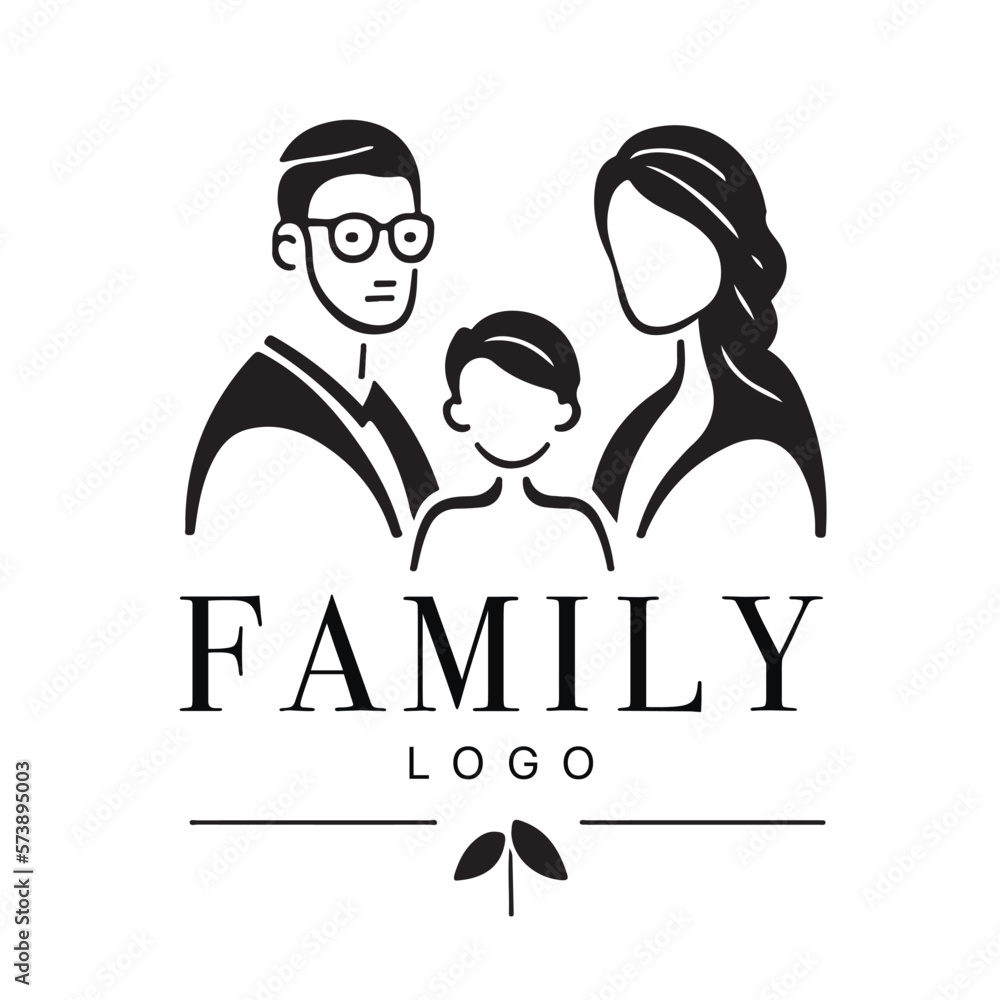Family Flat Icon Black and White Vector Graphic. Good for logo design ...