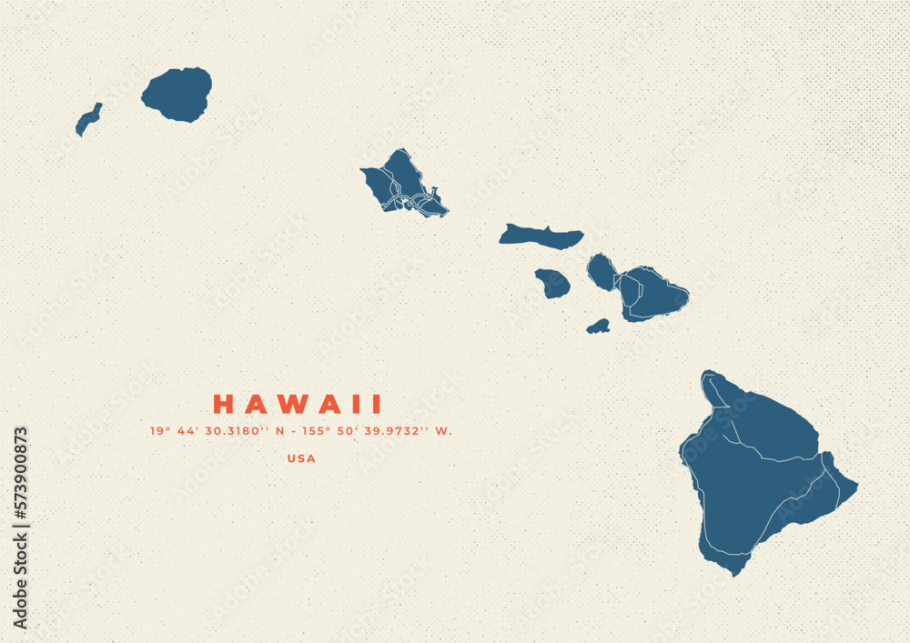 Hawaii Map Vector Poster and Flyer Stock Vector | Adobe Stock