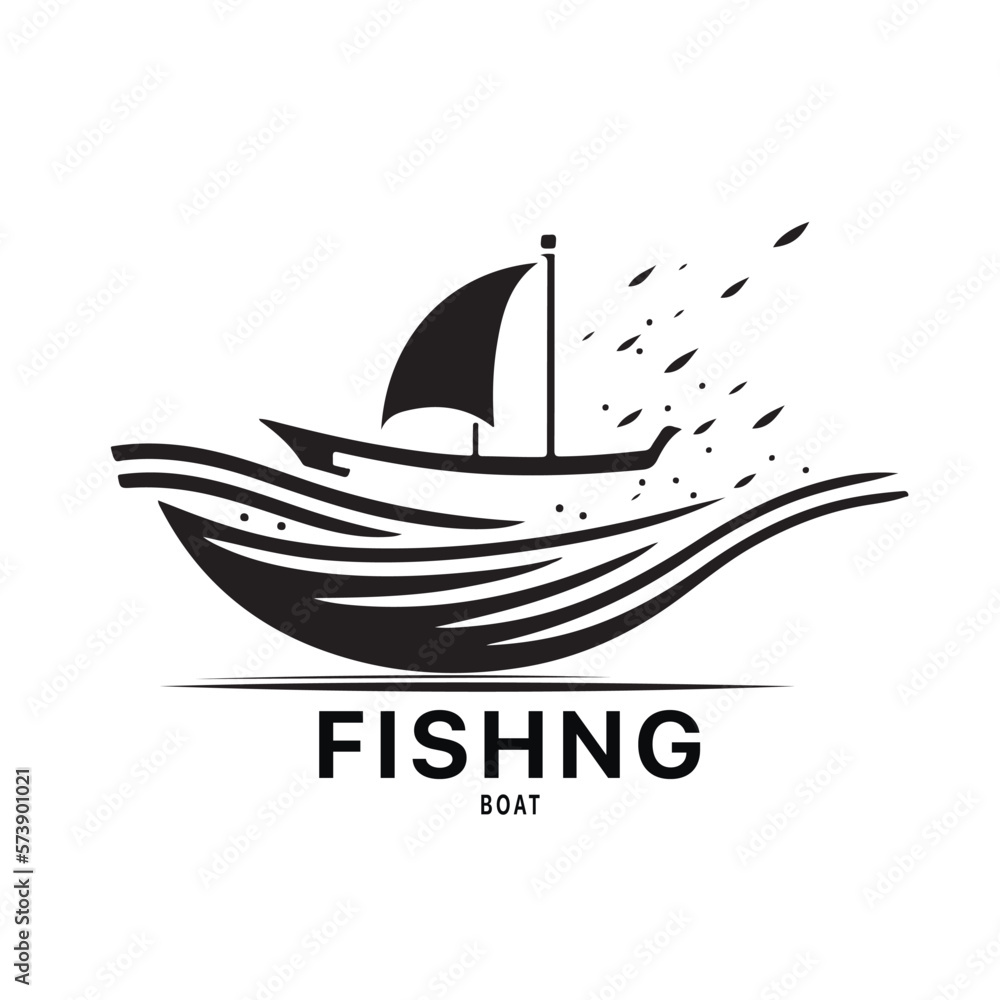 Vetor de Fishing boat logo design image for Sea transportation and ...