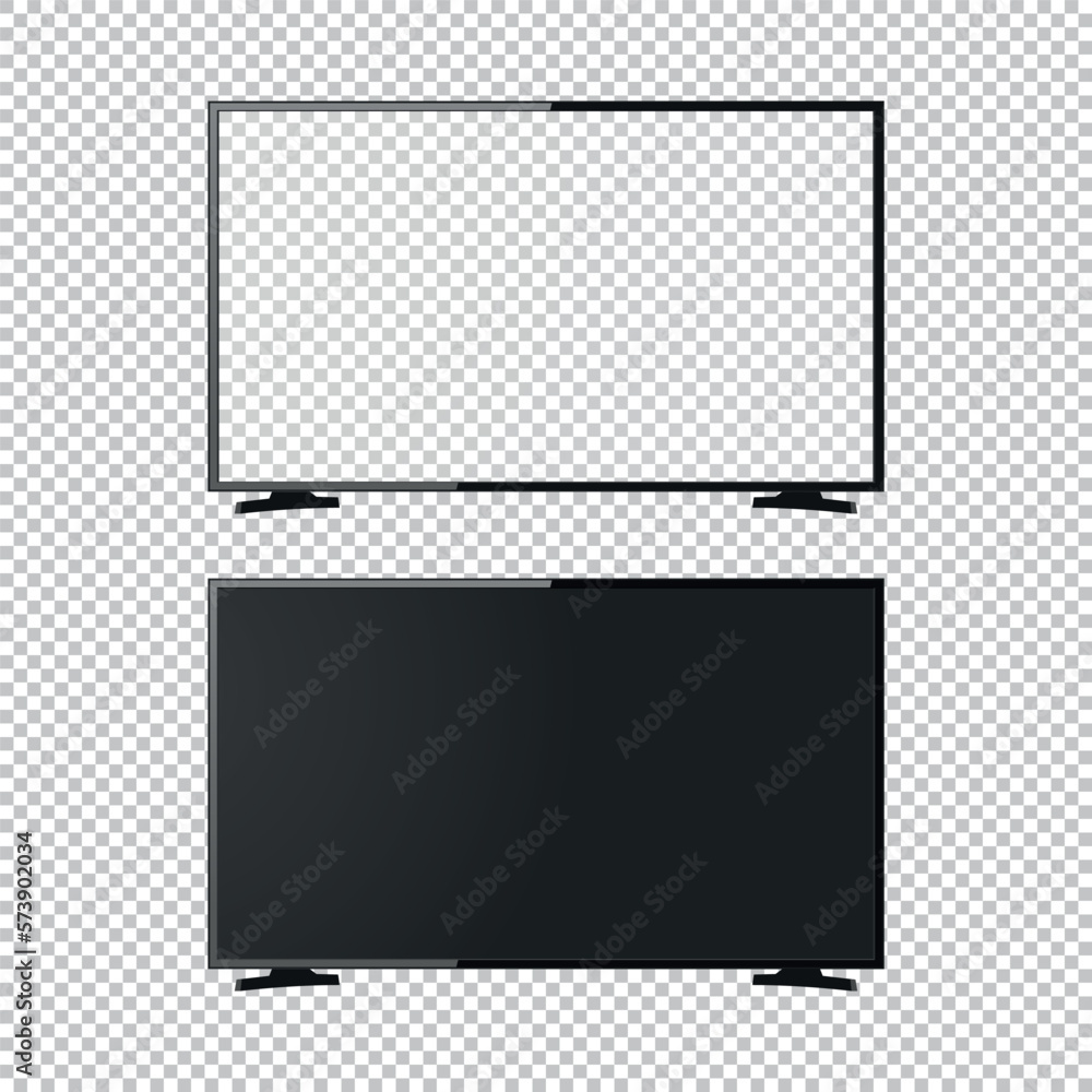 Set of front view realistic smart tv's with blank and transparent ...