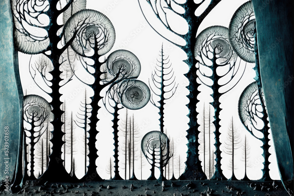 Unnerving, bizarre forest in limbo - surreal negative space and plants ...