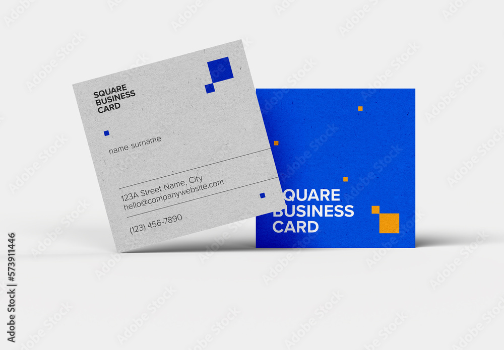 Square business card mockup Stock Template | Adobe Stock