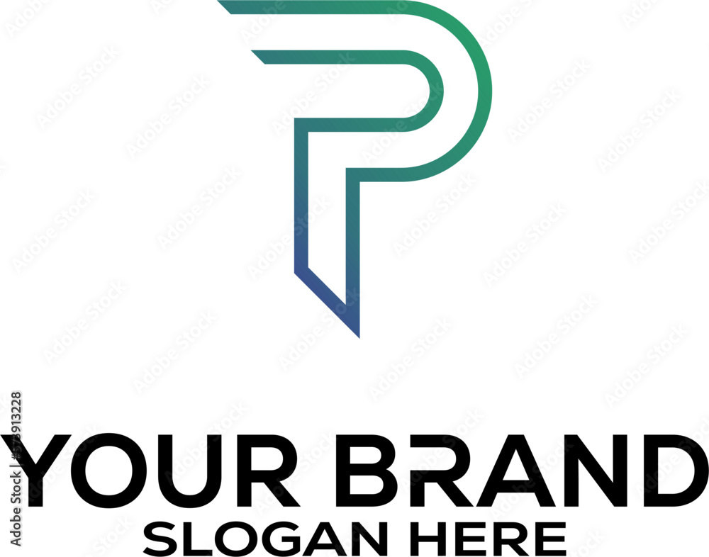 Unsur desain ikon logo huruf P - tanda vektor Stock Vector | Adobe Stock