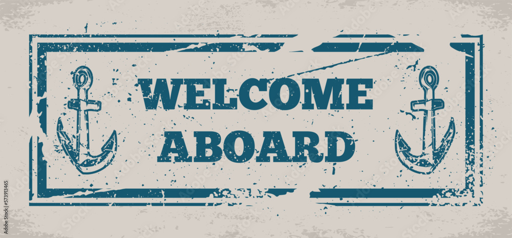 Welcome aboard monochrome vintage sticker Stock Vector | Adobe Stock
