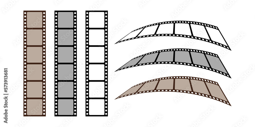 Collection of blank cinema film strip frames. Grunge film strips ...