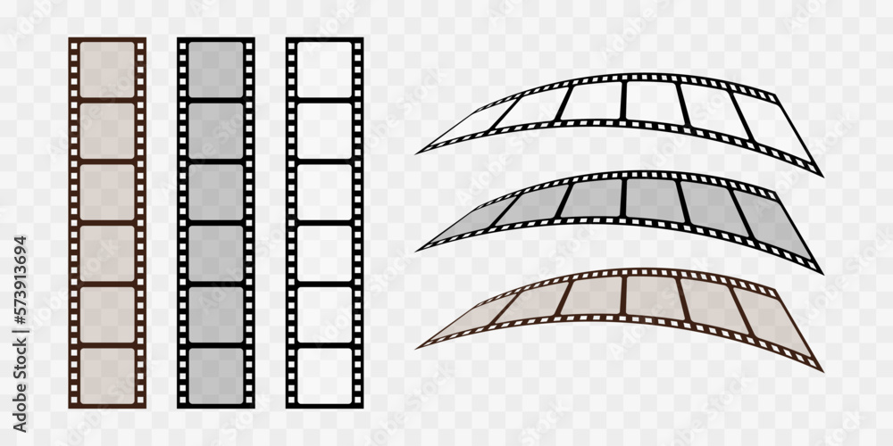 Collection of blank cinema film strip frames. Grunge film strips ...