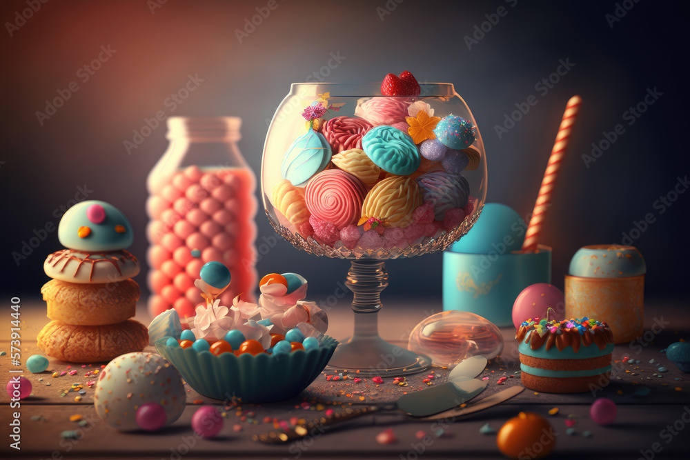 cake sweets in pastel colors ai generation Stock Illustration | Adobe Stock