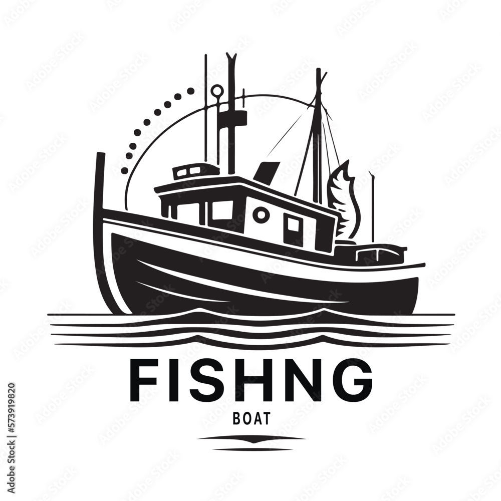 Fishing boat logo design image for Sea transportation and barge boat ...