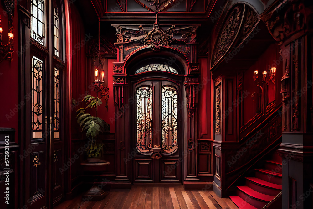 Elegant Gothic Exclusive Room with Red and Black Color Scheme and ...