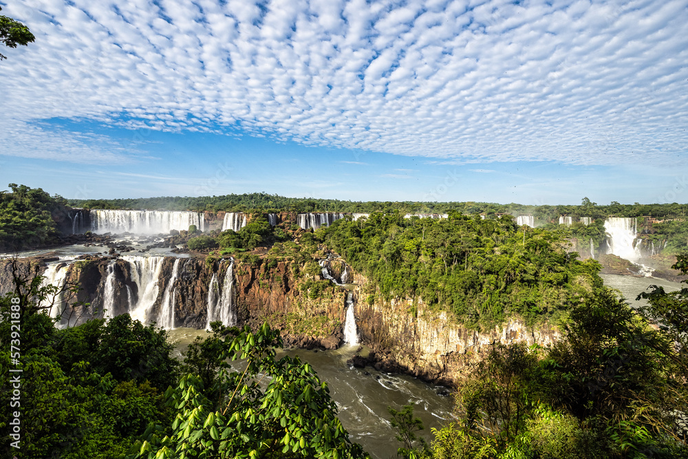 Iguazu Falls, the largest series of waterfalls of the world, located at ...