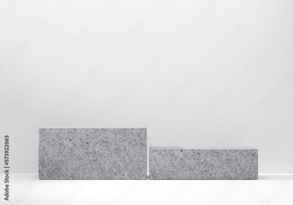 ภาพประกอบสต็อก Step up to concrete podiums on a white background for an ...