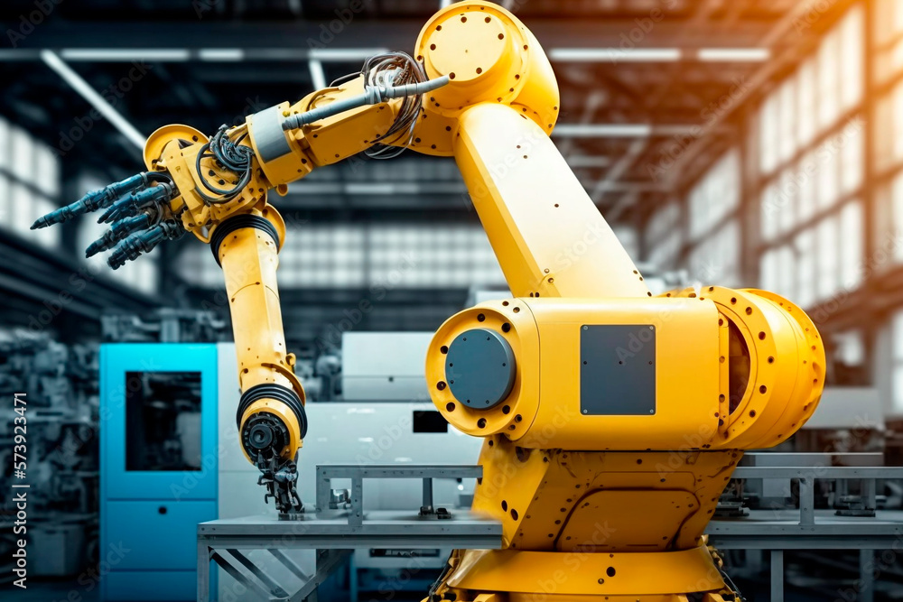 Industria automovilística, maquinas industriales en nave industrial ...