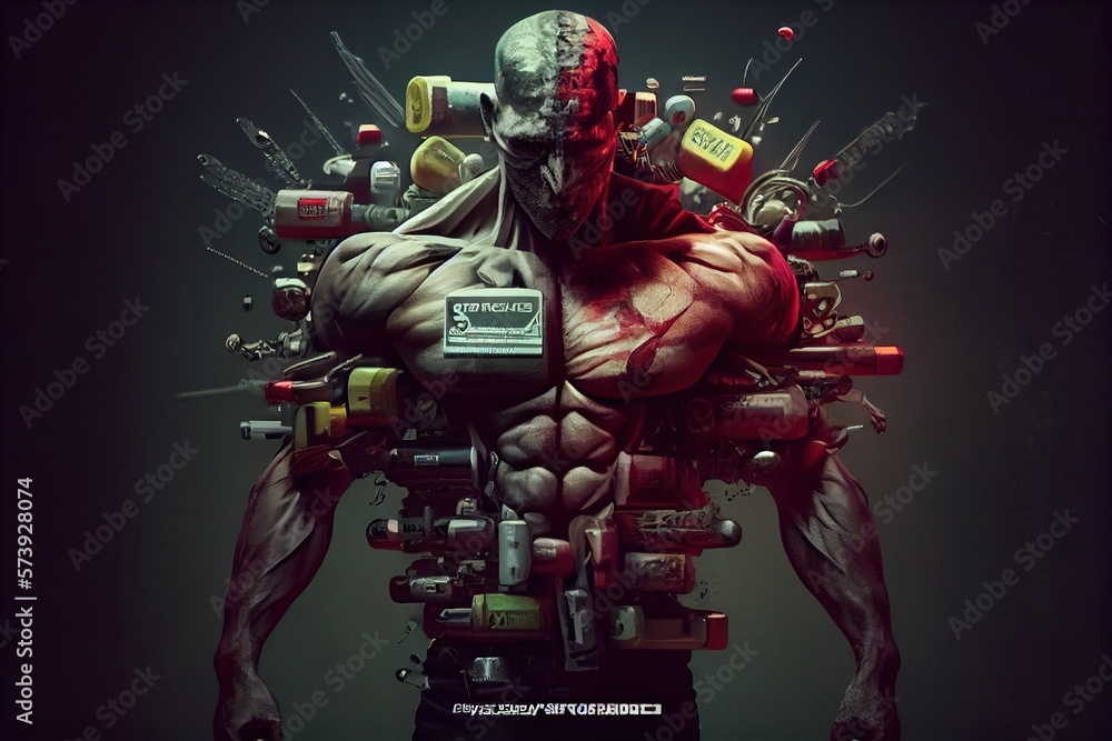 Body builder man with giant muscles. Body builder man with giant ...