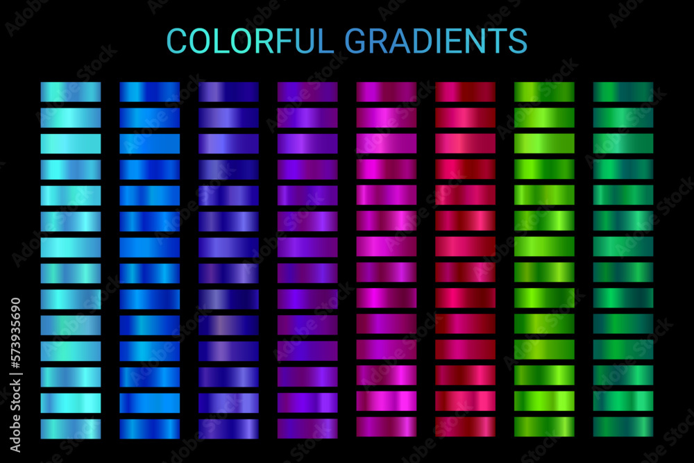 Colorful gradient vector swatches texture set. Bright colors palette ...