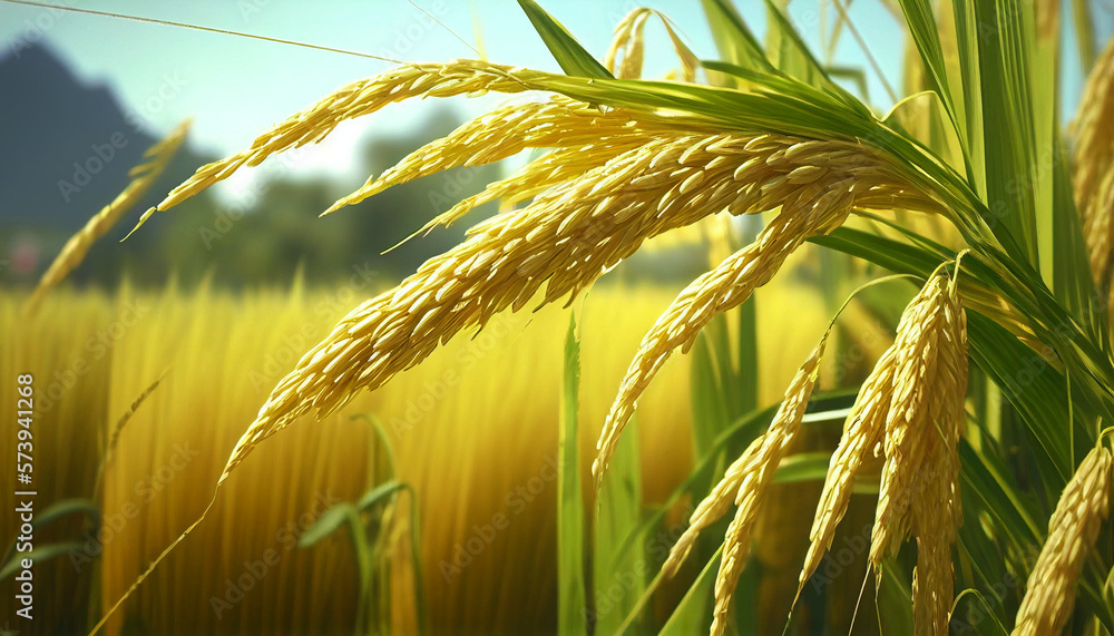 Paddy rice plant close up. Rice plant,paddy yellow rice plant in rice ...