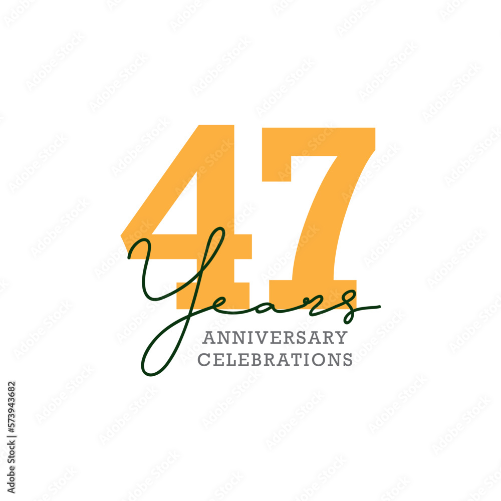 47 years anniversary. Anniversary template design concept with golden ...