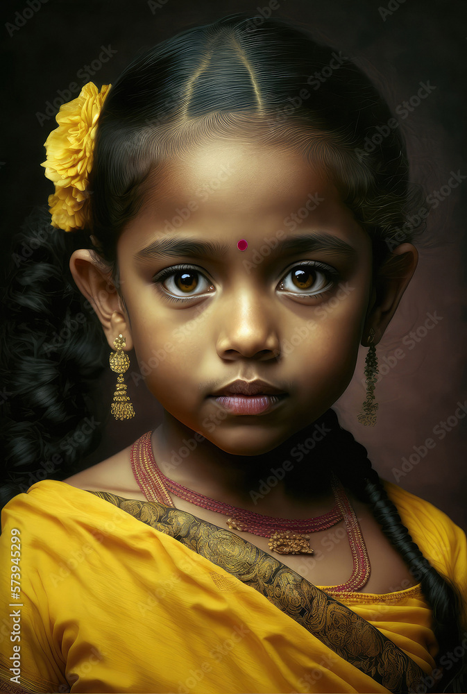 Generative AI image of Indian girl in traditional clothes Stock ...