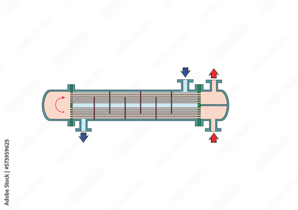 Fixed Tube-Sheet shell-and-tube Heat Exchanger Stock Vector | Adobe Stock