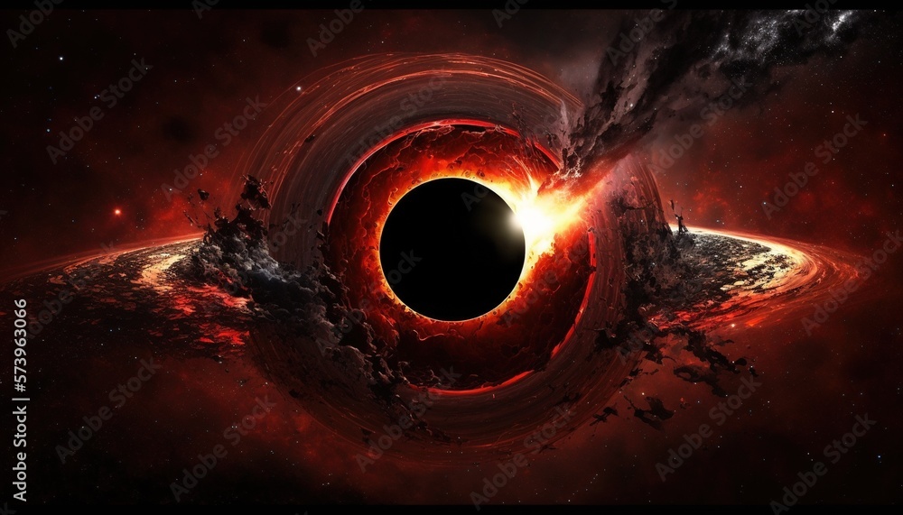 Red black hole, beautiful landscape. 4k wallpaper Illustration Stock ...