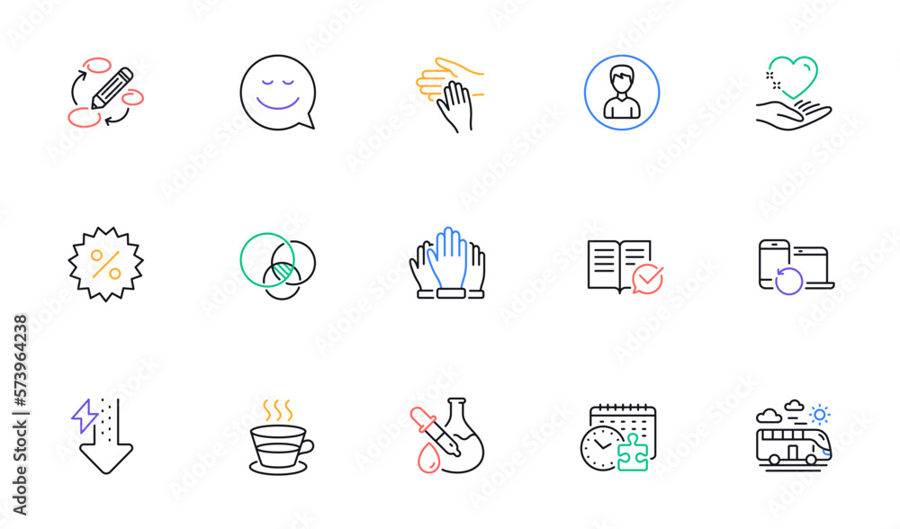 Approved documentation, Keywords and Hold heart line icons for website, printing. Collection of ...
