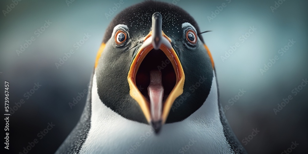 Ilustração do Stock: A penguin with its mouth open and it's tongue out ...