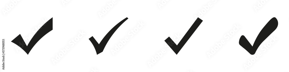 Check mark and x set icon. Simple web buttons. Checkmarks and x or ...