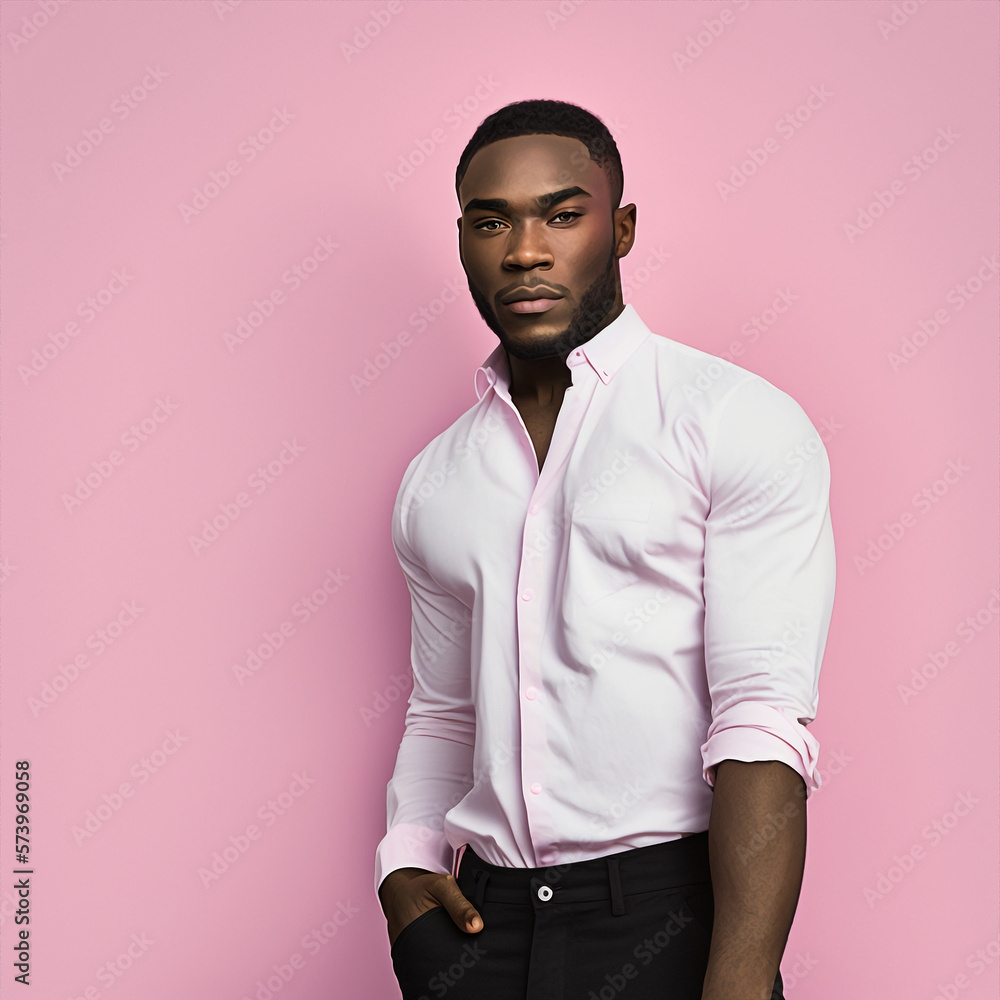 Generative ai young black man posing isolated pink background Stock ...
