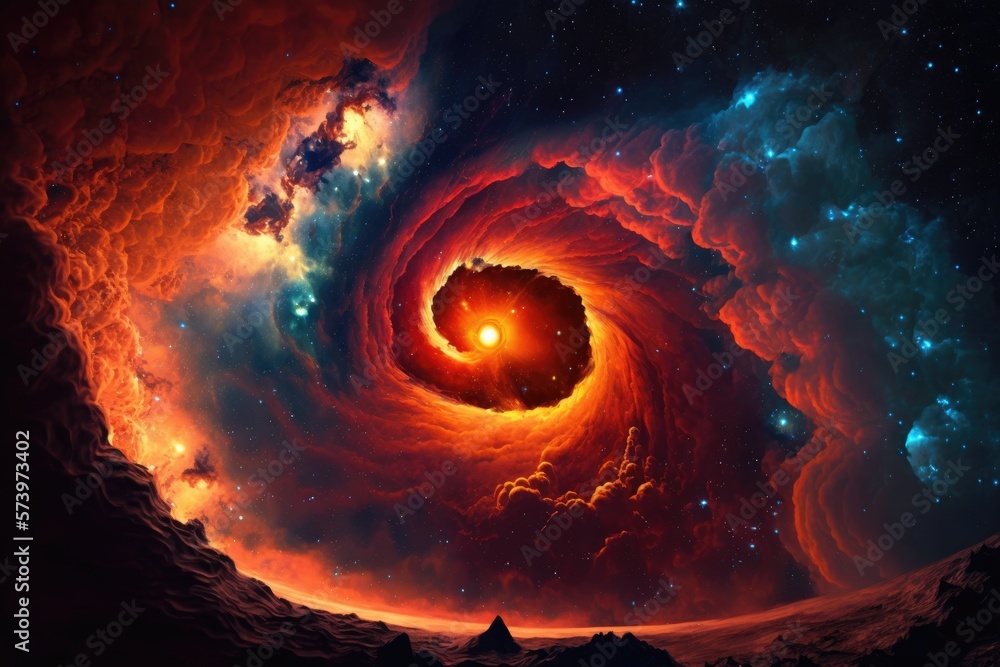 space background features a stunning view of a massive red giant star ...