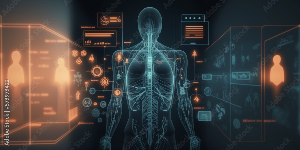 digital heathcare on modern virtual screen, 3d world medical technology ...