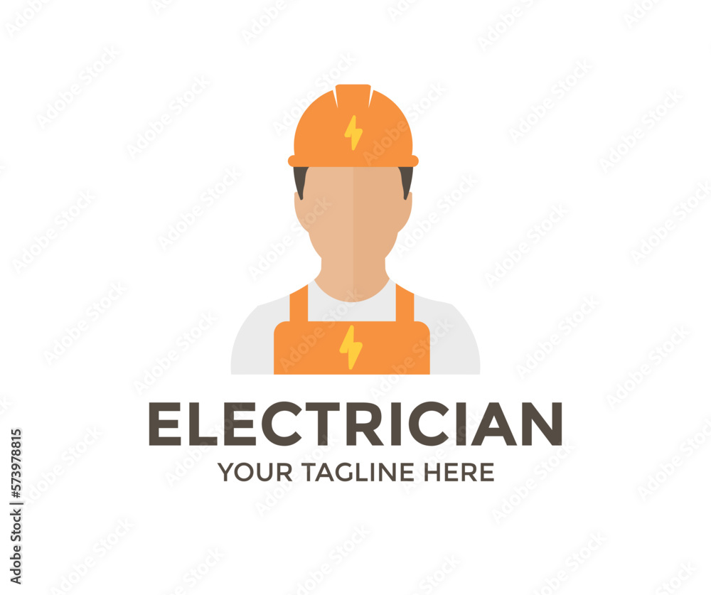 Hard-working professional electrician logo design. Person Profile ...