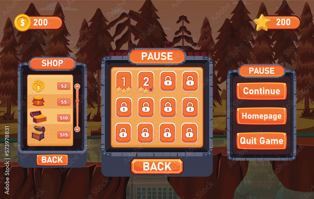 List of mobile games , Game UI kit , user interface ui - ux Stock ...