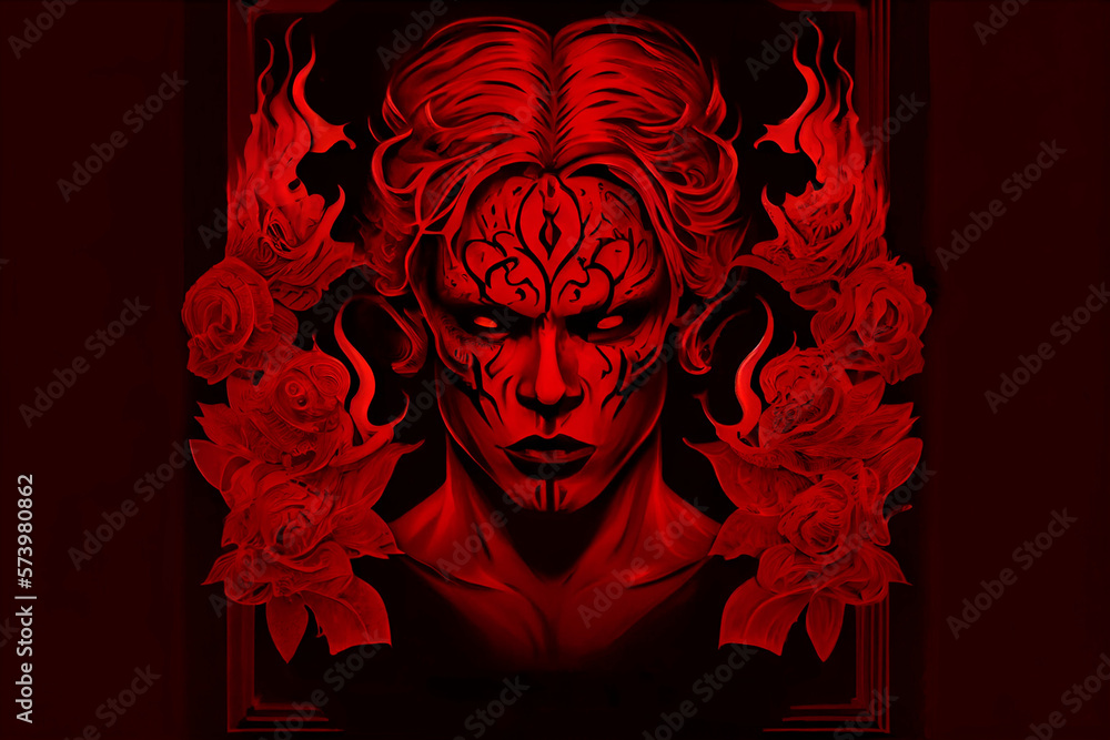 Track cover design in the style of tormented demons from hell on a red ...