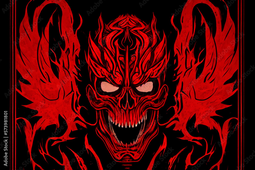 Track cover design in the style of tormented demons from hell on a red ...