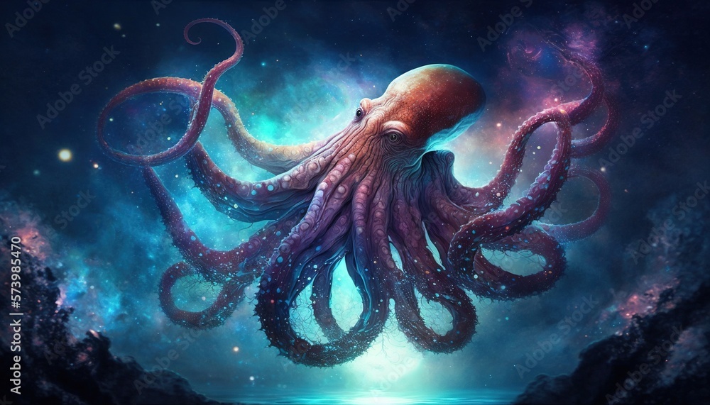 Octopus in space. Beautiful 4K Wallpaper. Space Landscape Stock ...
