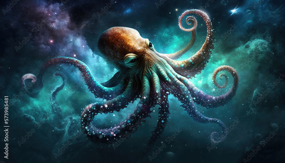 Octopus in space. Beautiful 4K Wallpaper. Space Landscape Stock ...