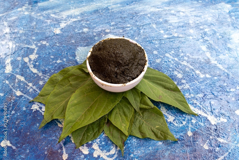 Stinkvine Paste or Paederia Foetida Paste in a Bowl with Leaves ...