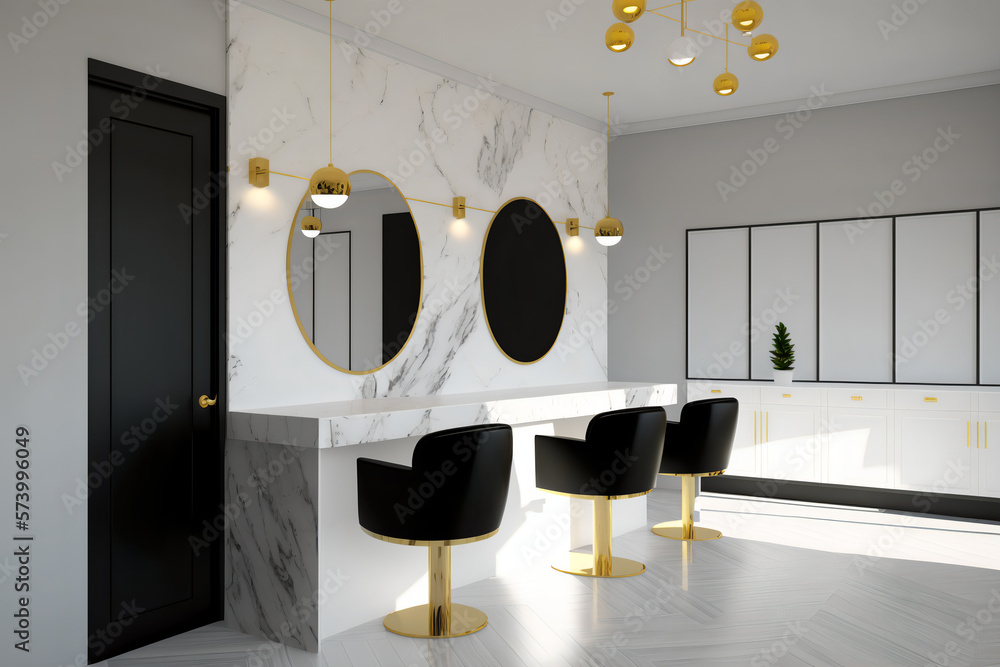 a chic and modern women's hair salon with a sleek and minimalist design ...