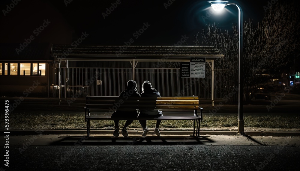Street Bench At Night