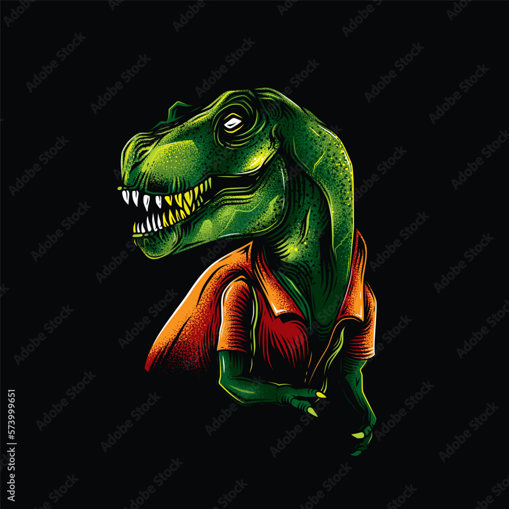Original vector illustration of a tyrannosaurus rex in a vintage style ...