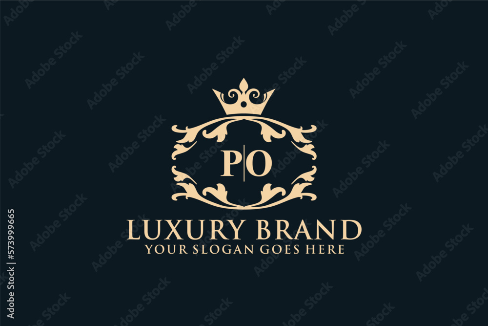 letter Initial PO elegant luxury monogram logo or badge template with ...
