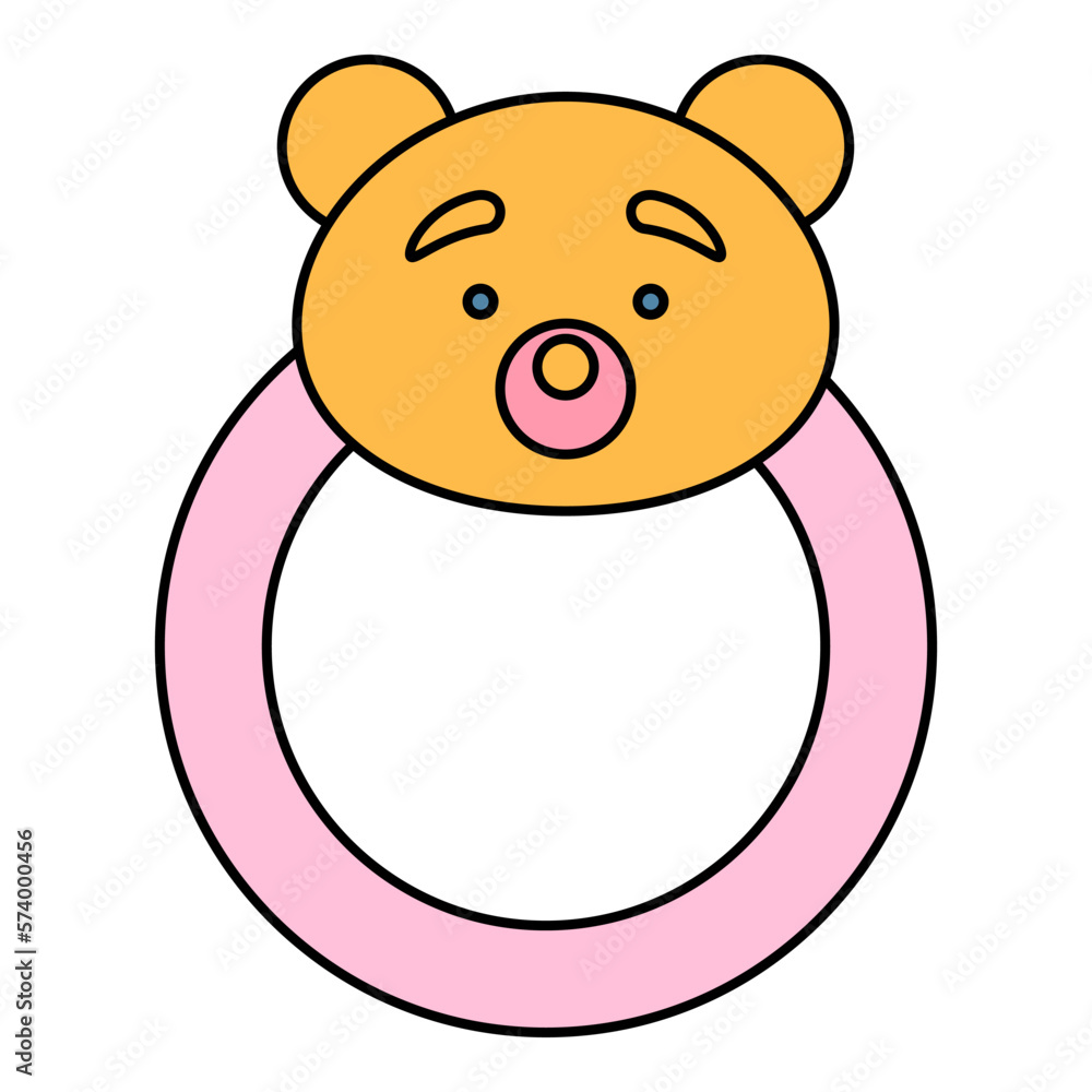 Vetor de Baby teether cute baby shower objects cartoon doodle kids ...