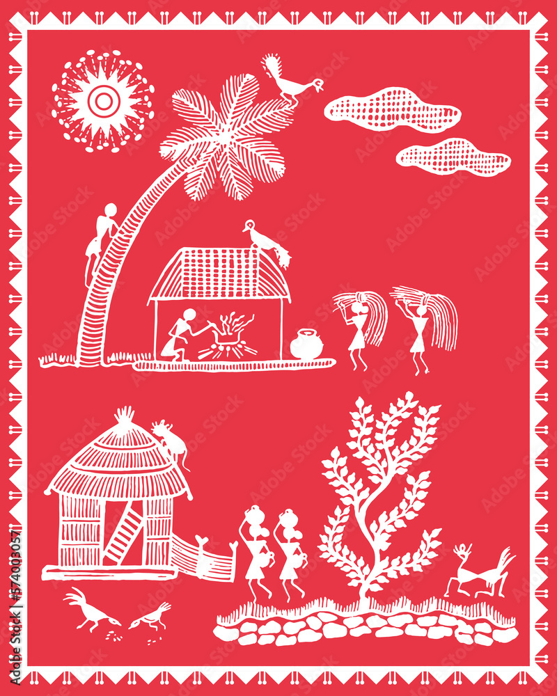 Beautiful nature Warli painting, Is combination of Indian Farmer and ...